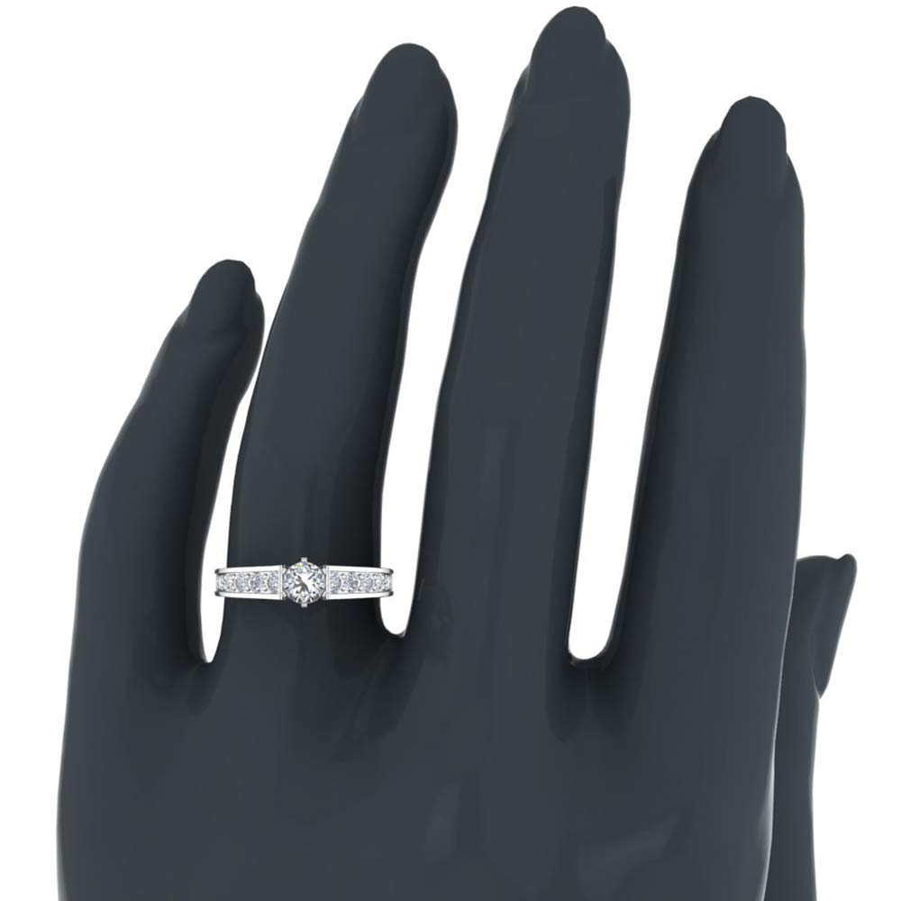 Glitz Design 18K White Gold Engagement Rings for women 1.00 carat t.w. diamond ring Gift Box Authenticity cards Riviera Shank (G, SI) (RS 9)