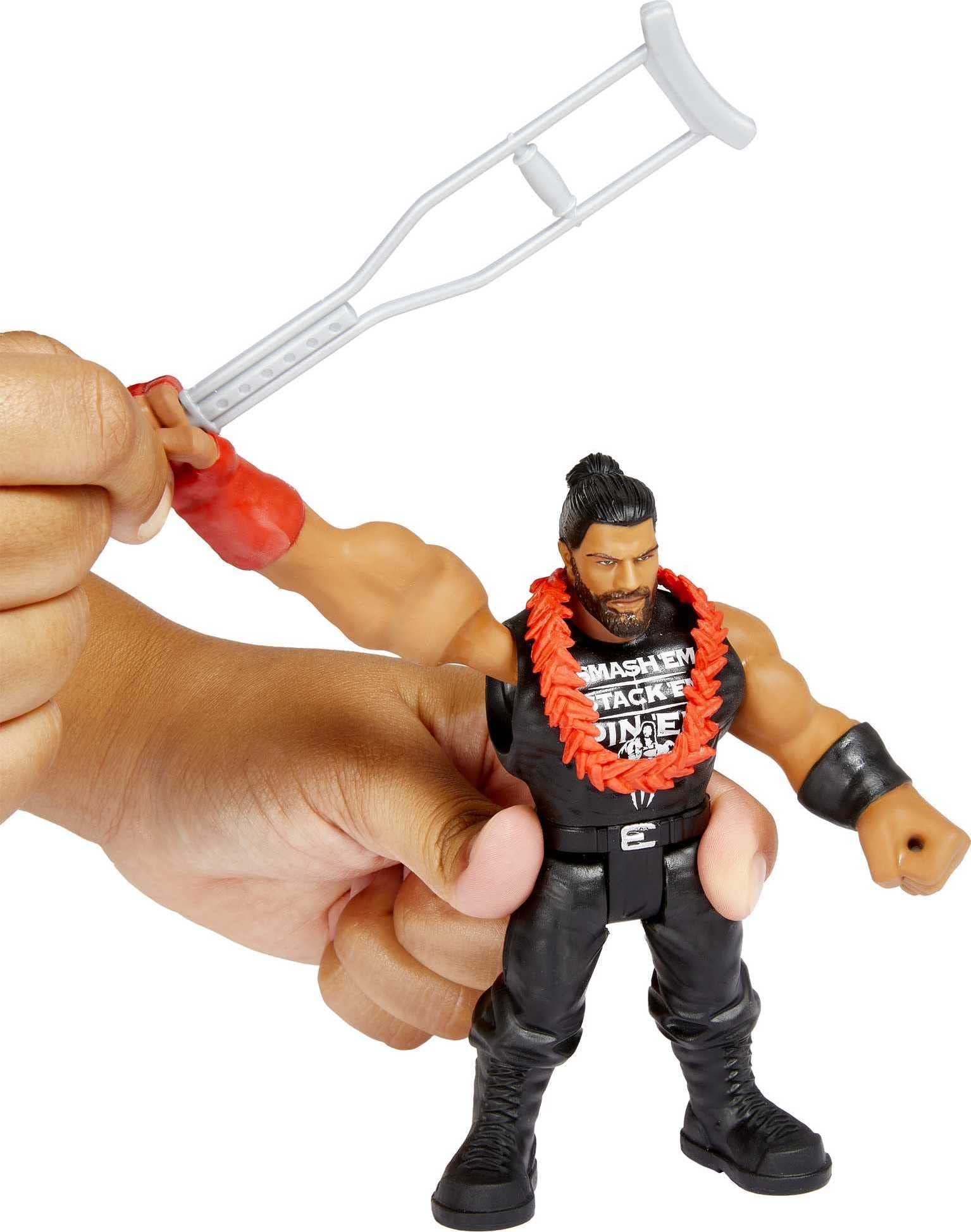 Mattel WWE Roman Reigns Bend 'n Bash Stretching Action Figure with Accessories, 5.5-inch