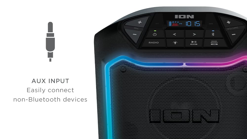 ION Audio iPA127 Game Day Party | Wireless Rechargeable Speaker System with Lights