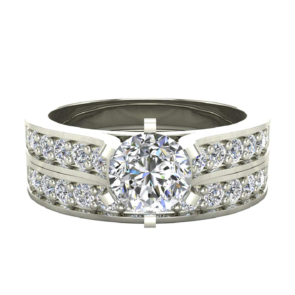 Glitz Design Classic Channel Engagement Ring Set Sparkling Diamond Wedding Set 1.10 ctw 14K White Gold (J, I1) RS 7