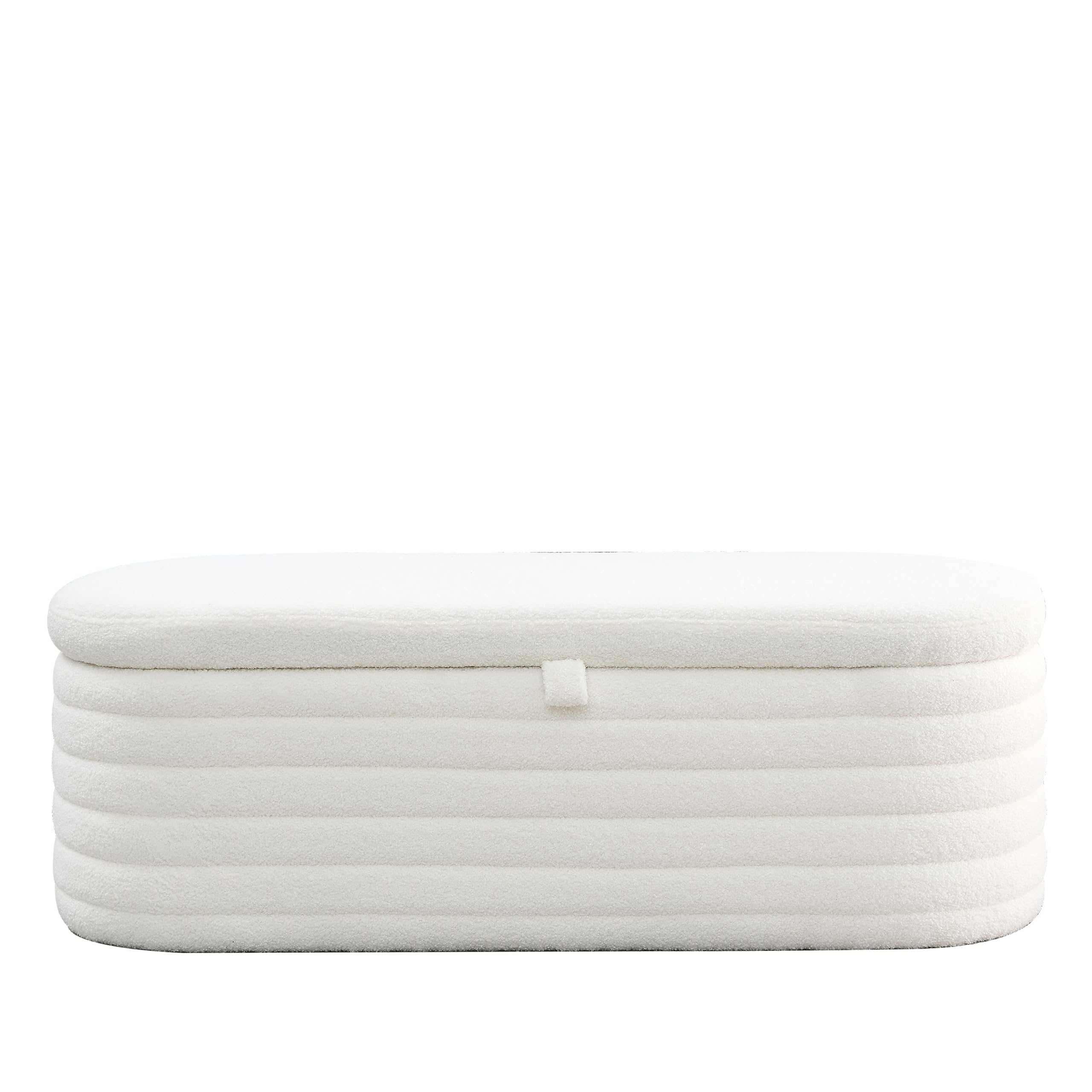 IMGDD 45.5 inches Storage Ottoman Bench Upholstered Fabric Storage Bench End of Bed Stool with Safety Hinge for Bedroom, Living Room, Entryway (White)