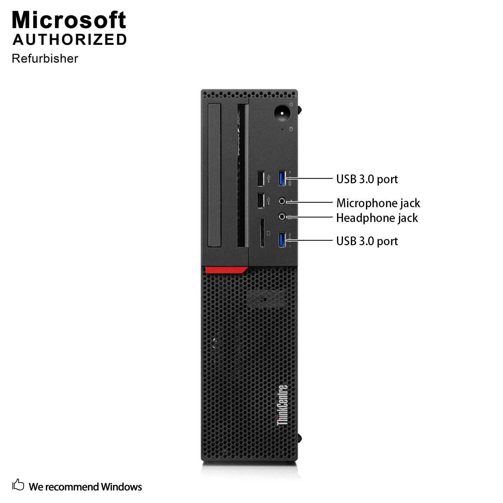 Lenovo ThinkCentre M800 Small Form Factor PC, Intel Quad Core i5 6500 up to 3.6GHz, 16G DDR4, 240G SSD + 2T HDD, WiFi, BT 4.0, Win 10 Pro 64-Multi-Language Support English/Spanish/French(Renewed)