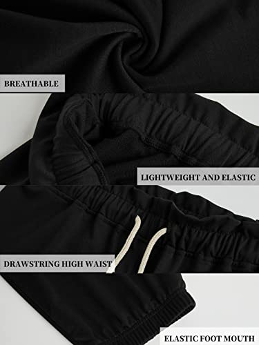 JayGate Women Drawstring Sweatpants Elastic High Waist Joggers Yoga Casual Comfy Lounge Pants Black