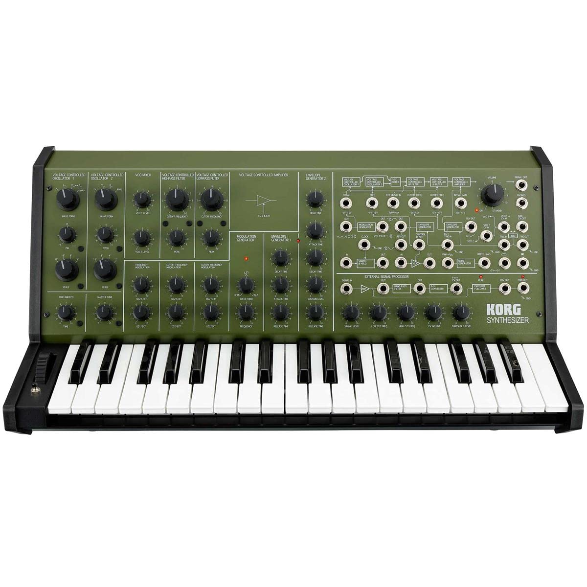 Korg MS-20 FS Monophonic Analog Synthesizer, 2 Oscillators, 37 Mini-Keys, Green (Open Box)