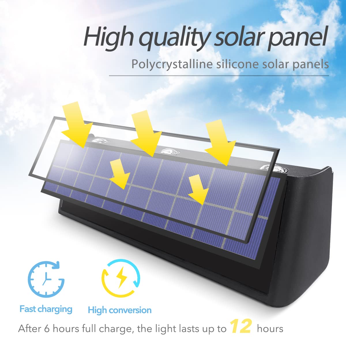 Mrzxy Solar Wall Lights Outdoor Aluminum Housing Waterproof Up and Down Wall Sconce Dusk to Dawn LED Outdoor Lighting for House Yard Deck Garage Front Porch