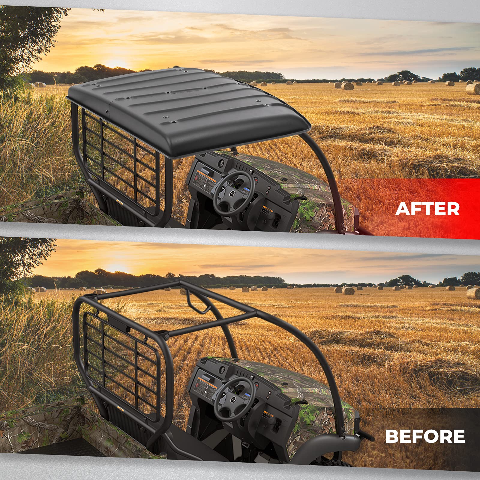 Kemimoto Mule 600 610 Roof Compatible with Kawasaki Mule 610 600 4X4 SX 4X4 2005-2022 Plastic Roof Top, Replace OEM #KAF600-005B