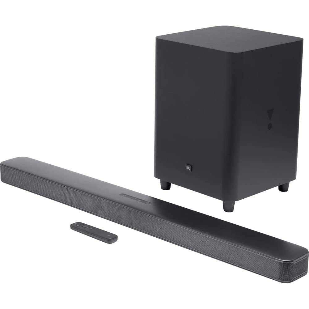 JBL Bar 5.1 Surround 550W Virtual 5.1-Channel Soundbar System (JBL2GBAR51IMBLKAM) + Surge Protector + 32GB USB Key + Optical Audio Cable + Network Cable + AUX Cable + Straps + More