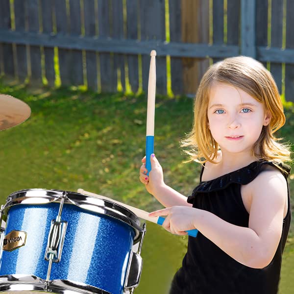 Kids Drum Set, 5 Piece Junior Drum Set for Beginner, 16 Inch Drum Set for Student Children Teens Starter Kits with Adjustable Throne Cymbal Pedal Drumsticks Bright Blue, by Vangoa
