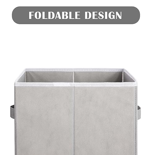 JJRING 11'' Cube Storage Bins 8 Pack, Foldable Fabric Storage Cubes with Dual Handles, Cube Storage Organizer for Baskets Shelves and Closet Organizer, Grey