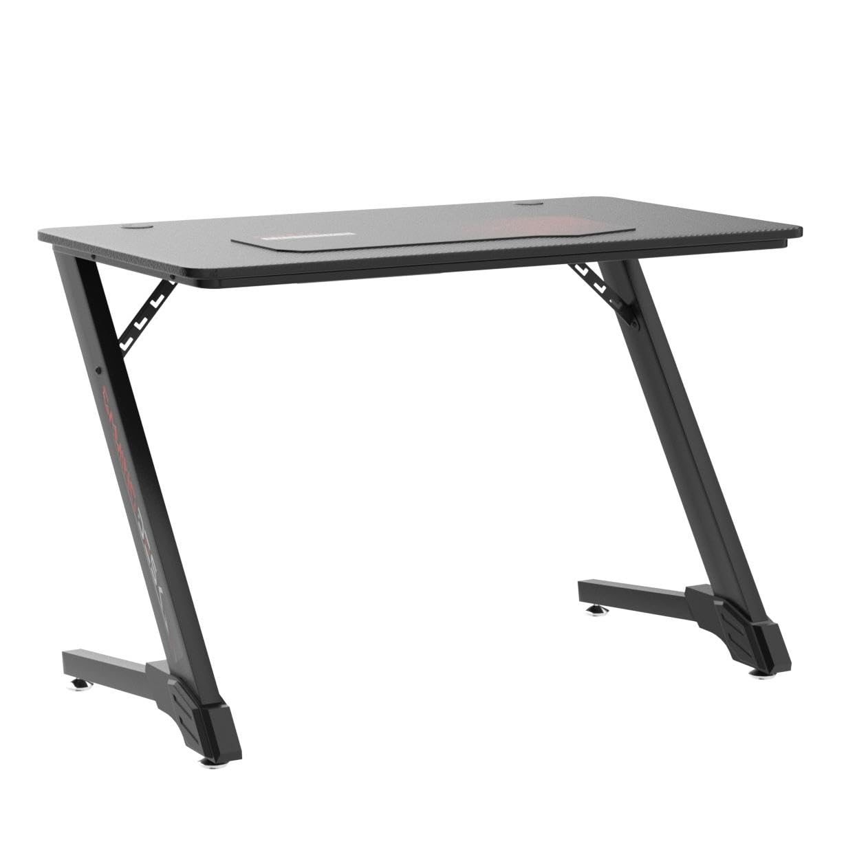 It's_Organized Gaming Desk 43 Inch Computer Desk Gaming Table Z Shaped PC Gaming Workstation Home Office Desk with Large Mouse Pad Carbon Fiber Surface,Black