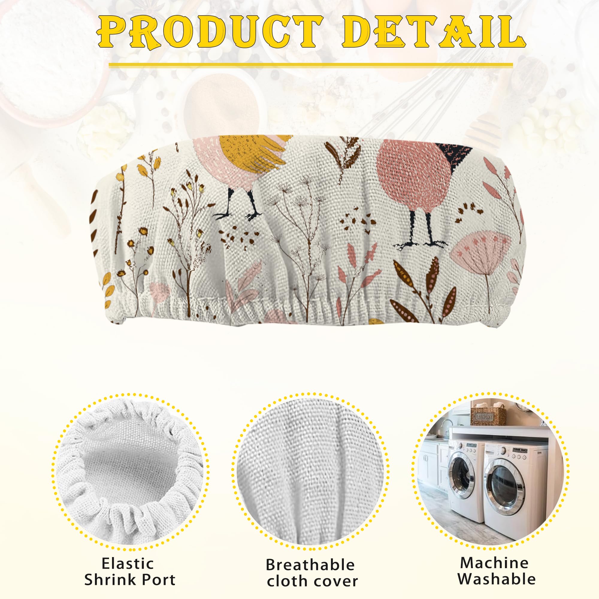 Rooster Floral 5- Pack Cloth Covers for Sourdough Starter Jar, Cloth Jar Covers Reusable Cloth Lid Top Cover Sourdough Proofing Bowl Cover Bread Fermentation Baking Supplies for 3-4 Inch Jar Mouth