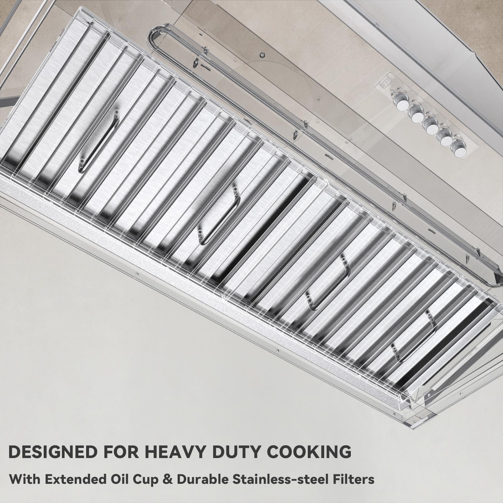 Hermitlux 30 inch Under Cabinet Range Hood with 3 Speed Exhaust Fan, Stainless Steel Range Hoods, Ducted Convertible Ductless, Vent Hood with LED Light for Kitchen