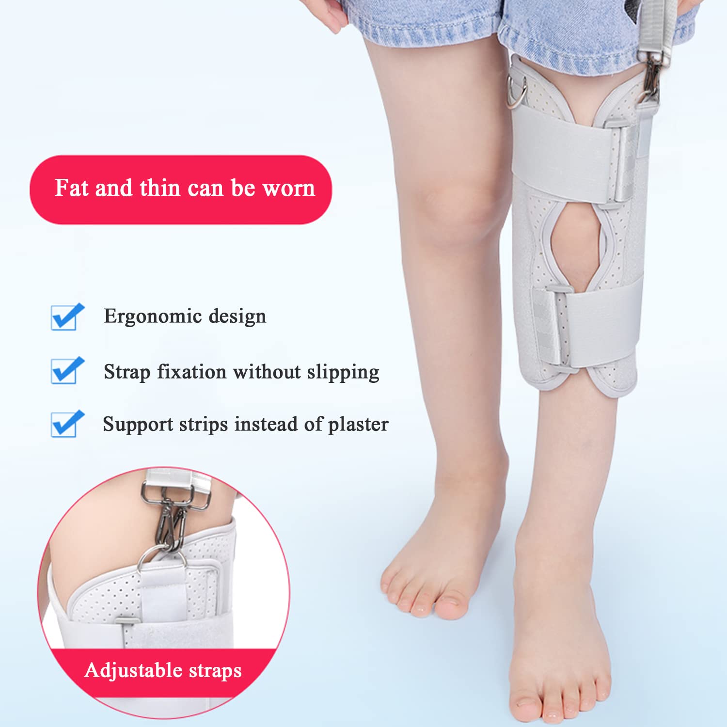 Kids Knee Immobilizer Brace with Shoulder Strap, Fracture Fixation Protector for Knee Pre-and Postoperative & Injury Or Surgery Recovery,M