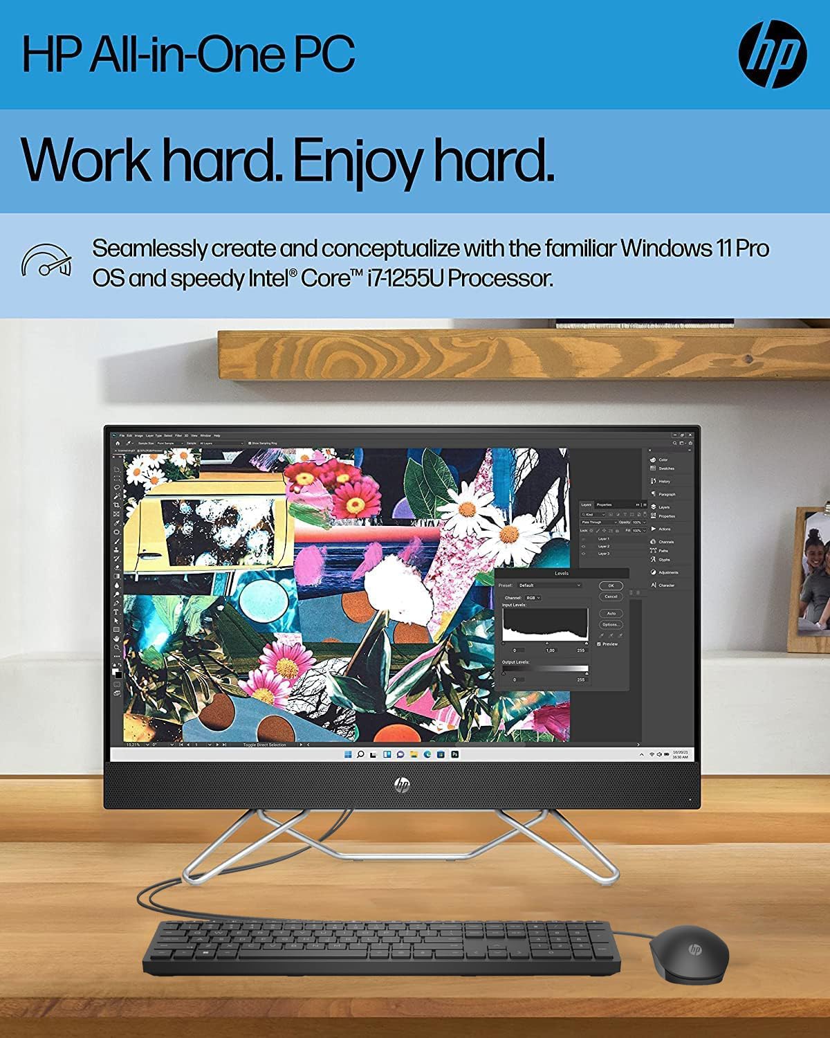 HP 27 Business All-in-One Desktop Computer, 27" FHD Micro-Edge, 12th Gen Intel 10-Core i7-1255U, 64GB DDR4 RAM, 2TB PCIe SSD + 1TB HDD, WiFi 6, BT 5.1, Windows 11 Pro, BROAG