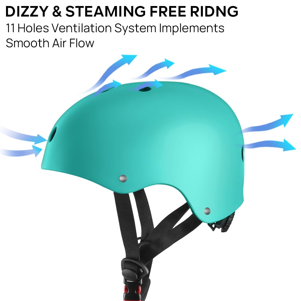 JBM Skateboard Helmet - Lightweight, Adjustable & Design of Ventilation Skate Helmet for Scooter, Roller Skate, Inline Skate