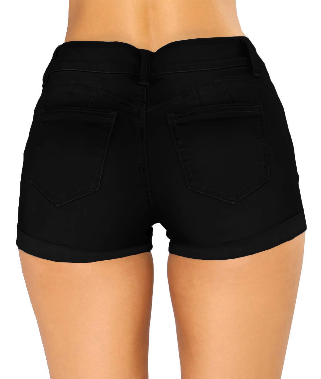 Govc Women Casual Summer Mid Waist Stretchy Denim Jean Shorts Junior Short Jeans