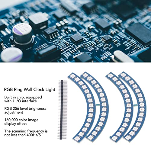RGB LED Light, High Brightness Stable Display IO Interface WS2812 Chip RGB Ring Wall Clock Light PCB Serial Port 800Kbps for DIY