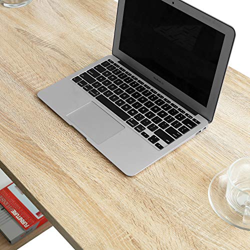 Homy Casa Inc L-Shaped Corner, Home Office Wood Workstation with Storage Shelves computer desk, OAK