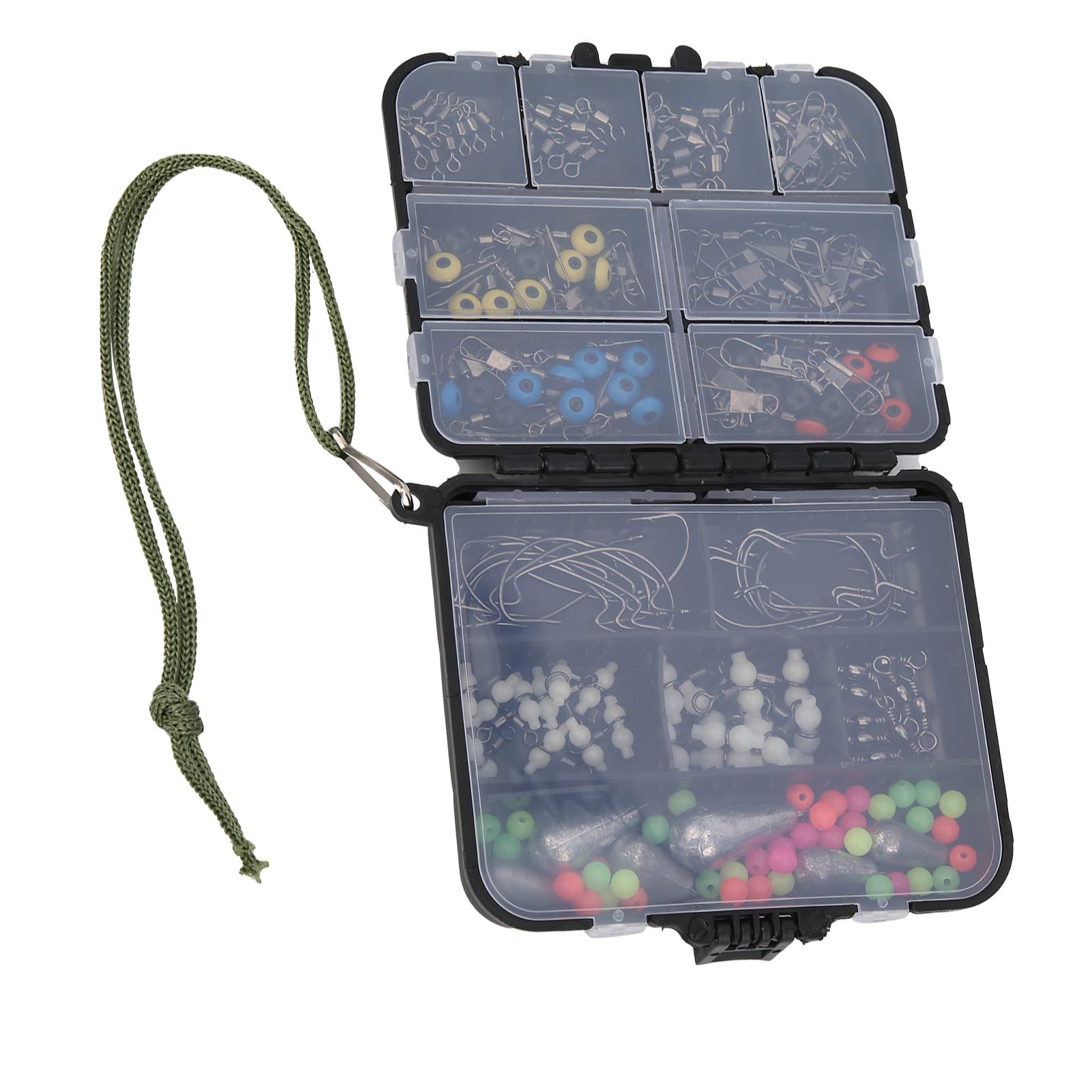 KOSDFOGE Multifunctional Fishing Accessories Kit, Portable Plastic Fishing Bait Set with Tackle Box Including Hooks, Swivel Joint, Snap, and Other Tools