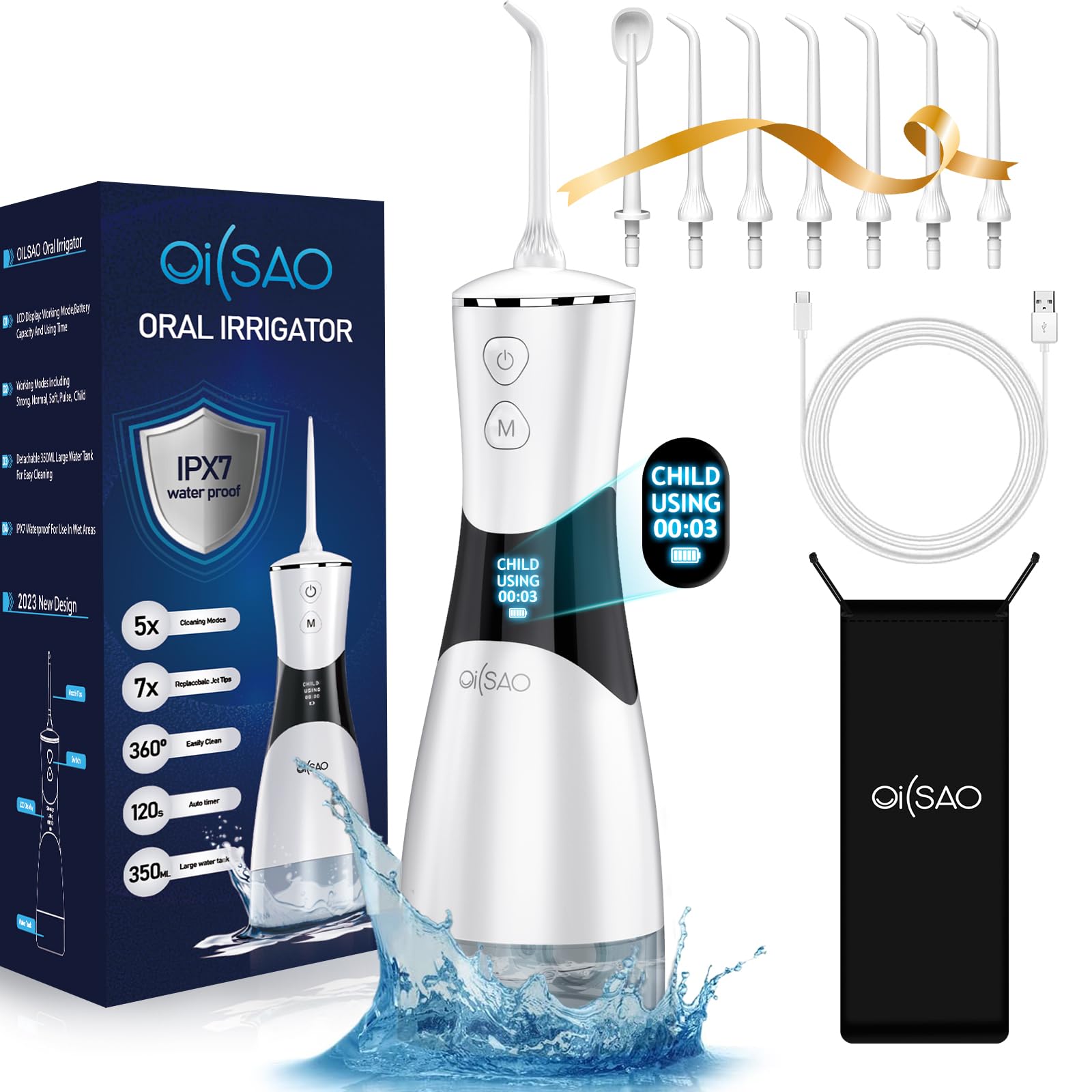 OILSAO Electric Toothbrush with Water Flosser,350ML Professional Flossing Toothbrush Electric Flosser Combo 2-in-1 Brushing & Flossing for Teeth Cleaning