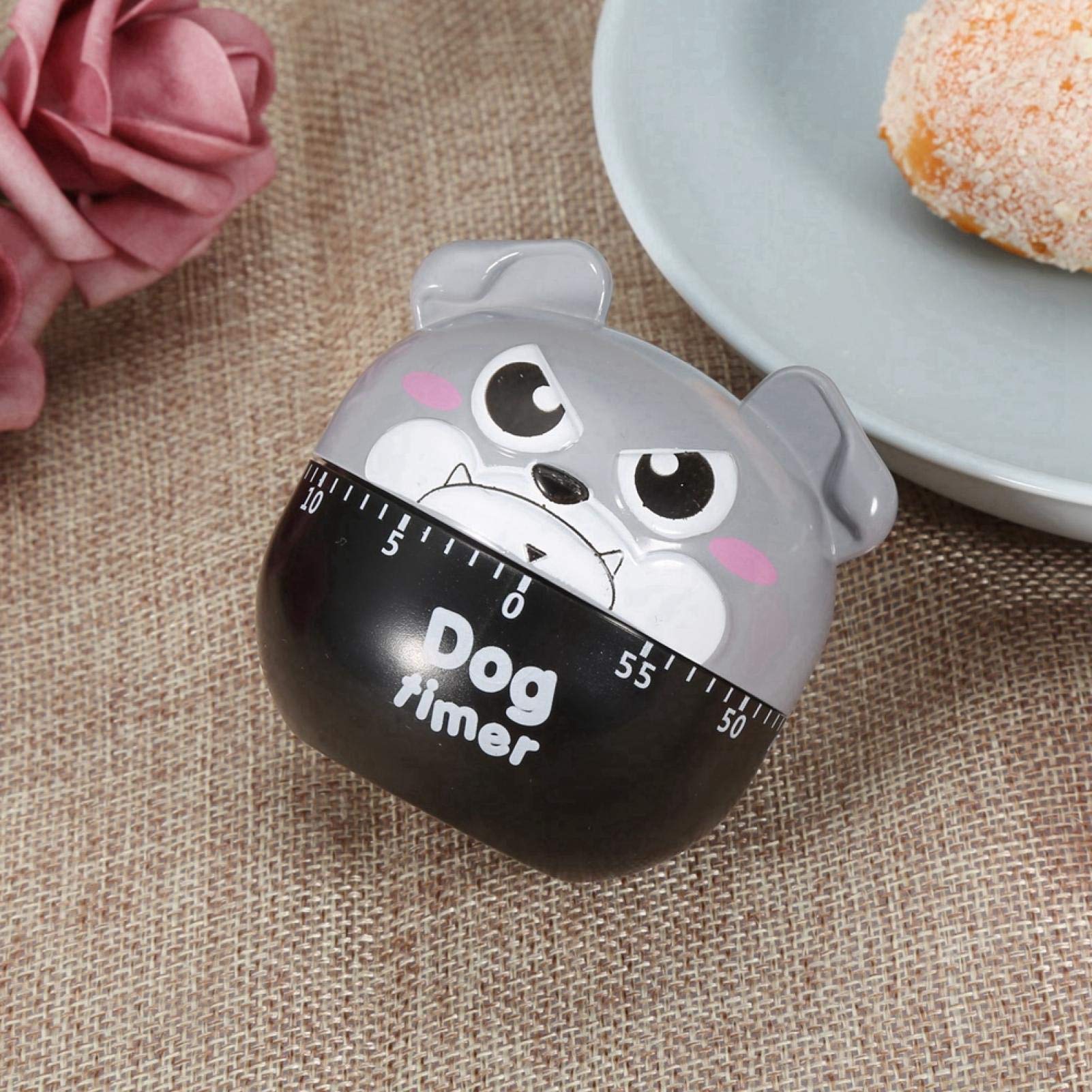 Mechanical Kitchen Timer, Cute Dog Manual Counters, Reminder Tool for Home Cooking, Attractive and Durable(grey)