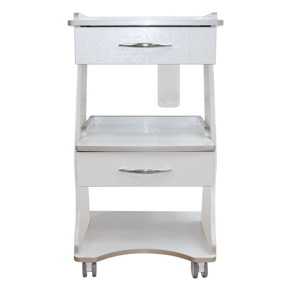 Mobile Cart Built-in Socket Me-dical Den-tist Cart Multi-Function 3 Layers Tray Roller Trolley with a Water Bottle Lab Instrument Tray Rolling Cart for De-ntal Lab (Ship from USA)