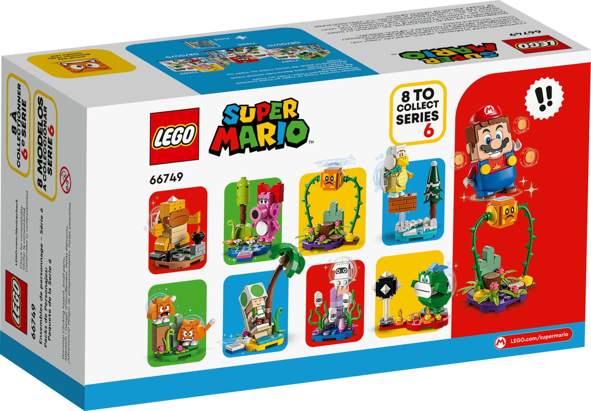 LEGO Super Mario Character Packs - Series 6 Bundle 66749 Includes 4 Collectible Characters, Random Selection can Include Birdo, Green Toad, Ice Bro, Bramball, 2 Cat Goombas, Blooper, Sumo Bro or Spike