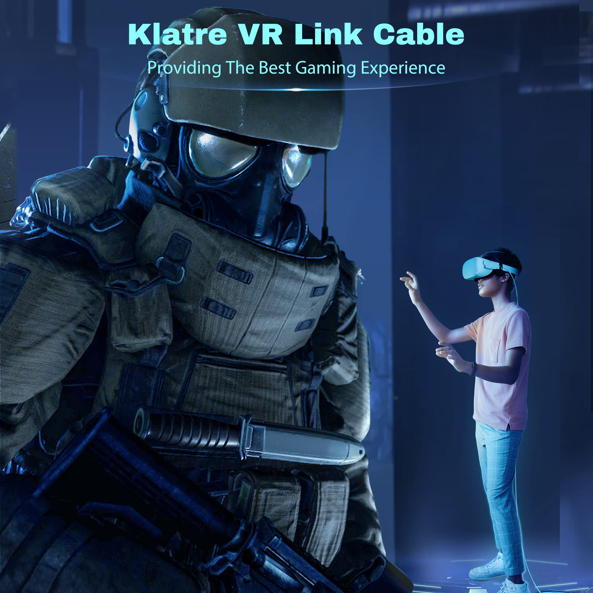 klatre Link Cable 16ft Compatible with Oculus Quest 2 Link Cable, VR Headset Cable for Quest 2, Meta Quest Pro and PC/Steam VR, High-Speed Data Transfer & Charging USB 3.0 to USB C Cable
