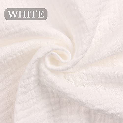 Wrinkle Gauze Cotton Material Quilting Sewing Craft Fabric Table Runners Decor Cloth for Party, Wedding Cheesecloth Kitchen Cooking (5Yard, White)