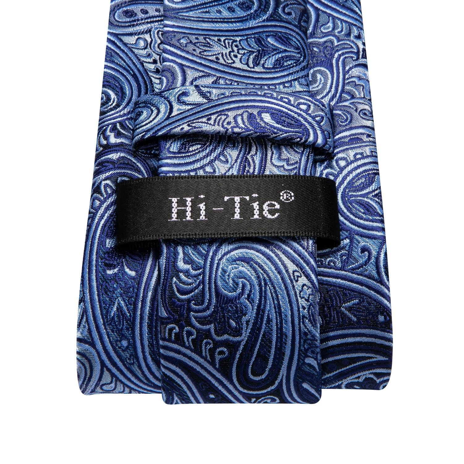 Hi-Tie Silk Paisley Ties for Men Necktie Pocket Square Cufflinks Set Foral Tie Sets Formal Business,Blue
