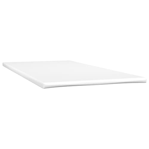 vidaXL Box Spring Bed with Mattress and LED Bedroom Upholstered Single Bed Frame Base Mattress Protector Foam Topper Light Gray Twin XL Fabric