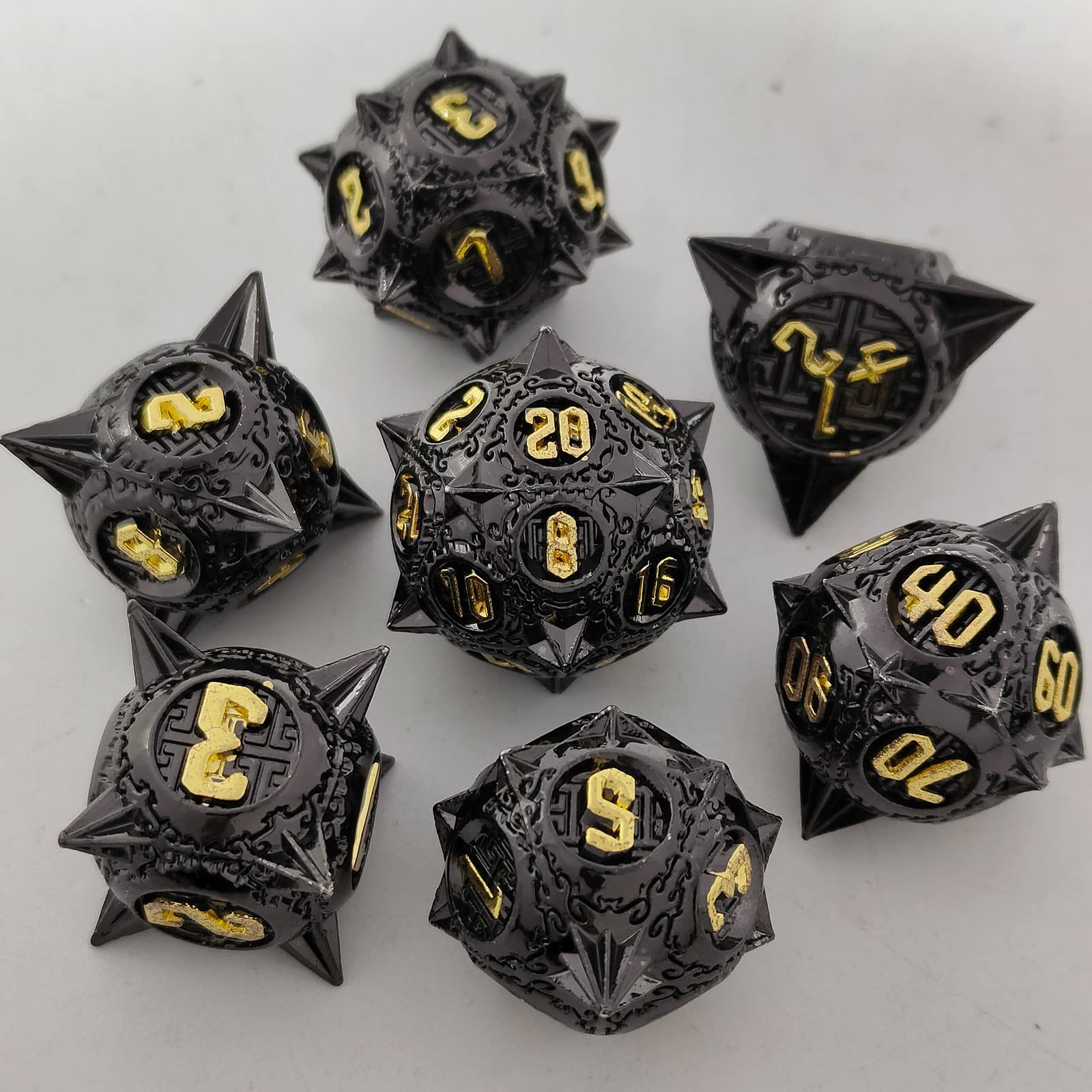 Metal Dice Set Round Polyhedral Rpg Dice 7 Large Dice Accessories Character Dressing Dice Game D&D Mtg Warhammer Pathfinder D4 D6 D8 D10 D10% D12 D20 Set Dice Pack Copper
