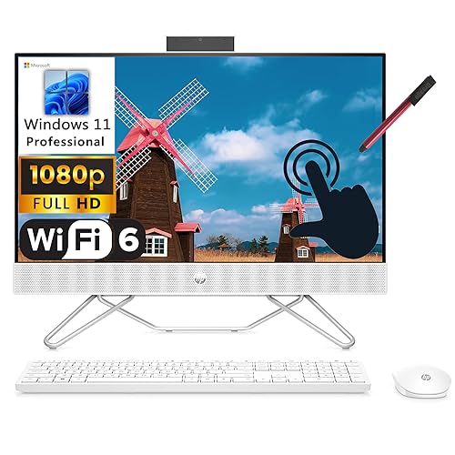 HP 24 23.8" Touchscreen FHD Business All-in-One Desktop Computer, Intel Pentium Silver J5040, 32GB DDR4 RAM, 2TB PCIe SSD, WiFi 6, Bluetooth 5.2, Keyboard and Mouse, White, Windows 11 Pro