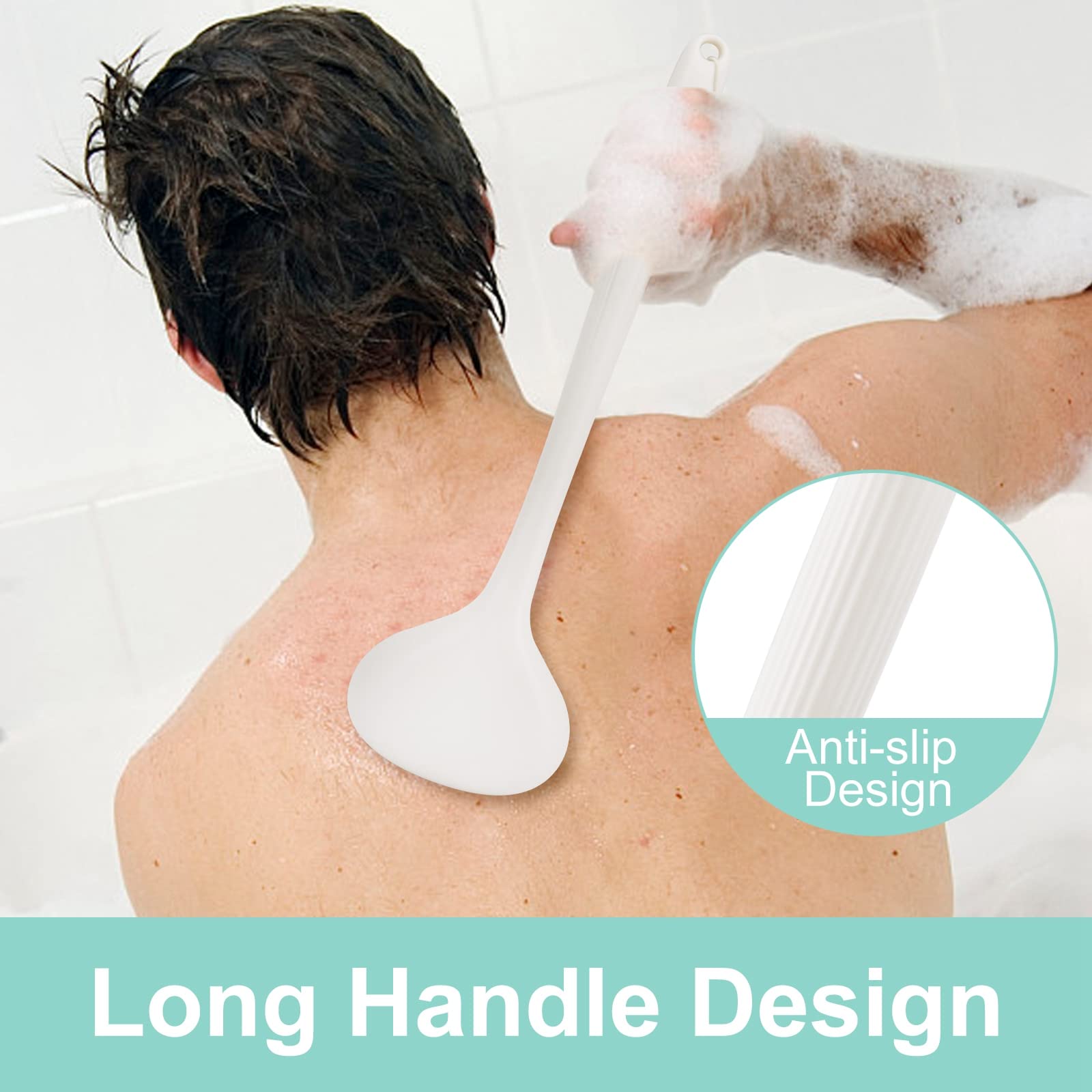 HONZUEN Bath Body Brush with Lengthen and Thicken Soft Bristles, Wet or Dry Brushes for Improves Lymphatic System, Stimulates Blood Circulation Exfoliator, Shower Back Brush Long Handle for Women Men