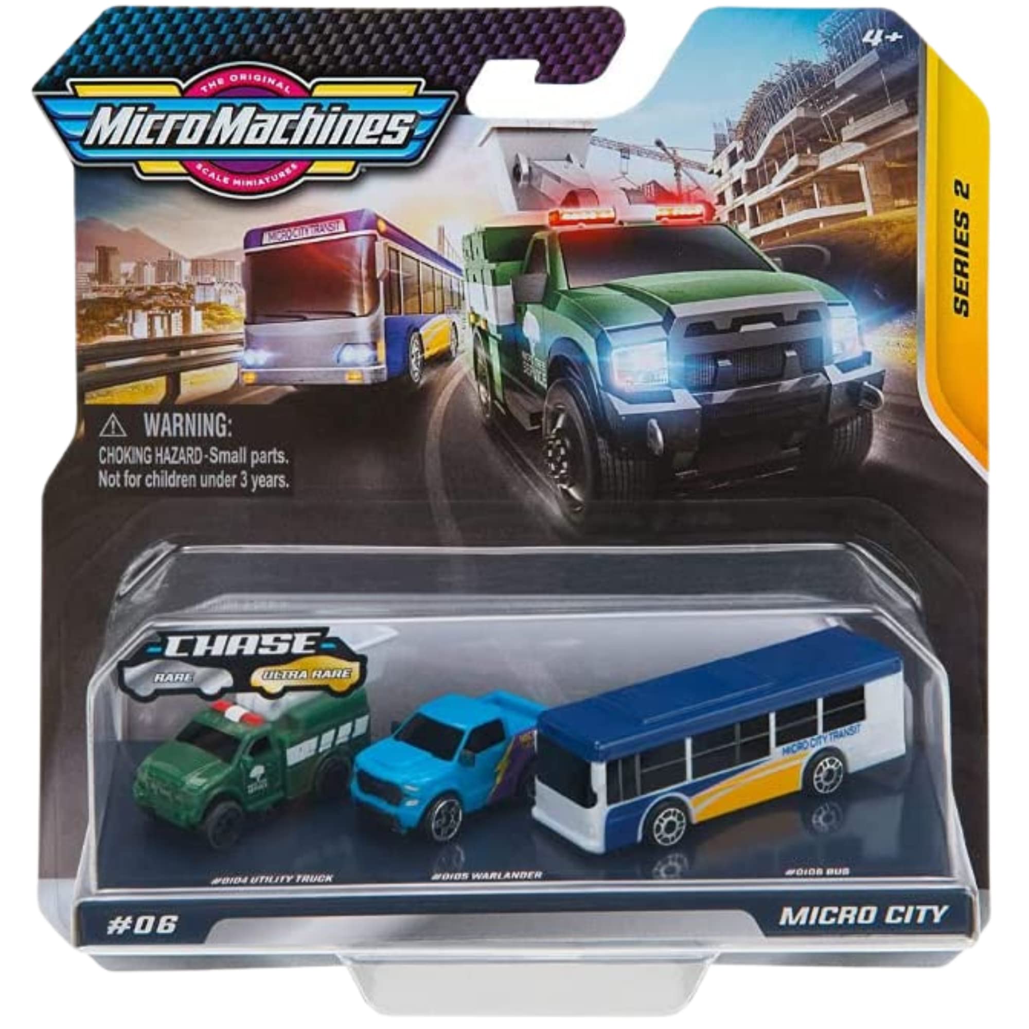 Micro Machines Series 2 & 3 Twin Packs - 6 Car Bundles - (0193 Micro Police Chase #11 & 0010 Micro City #06)