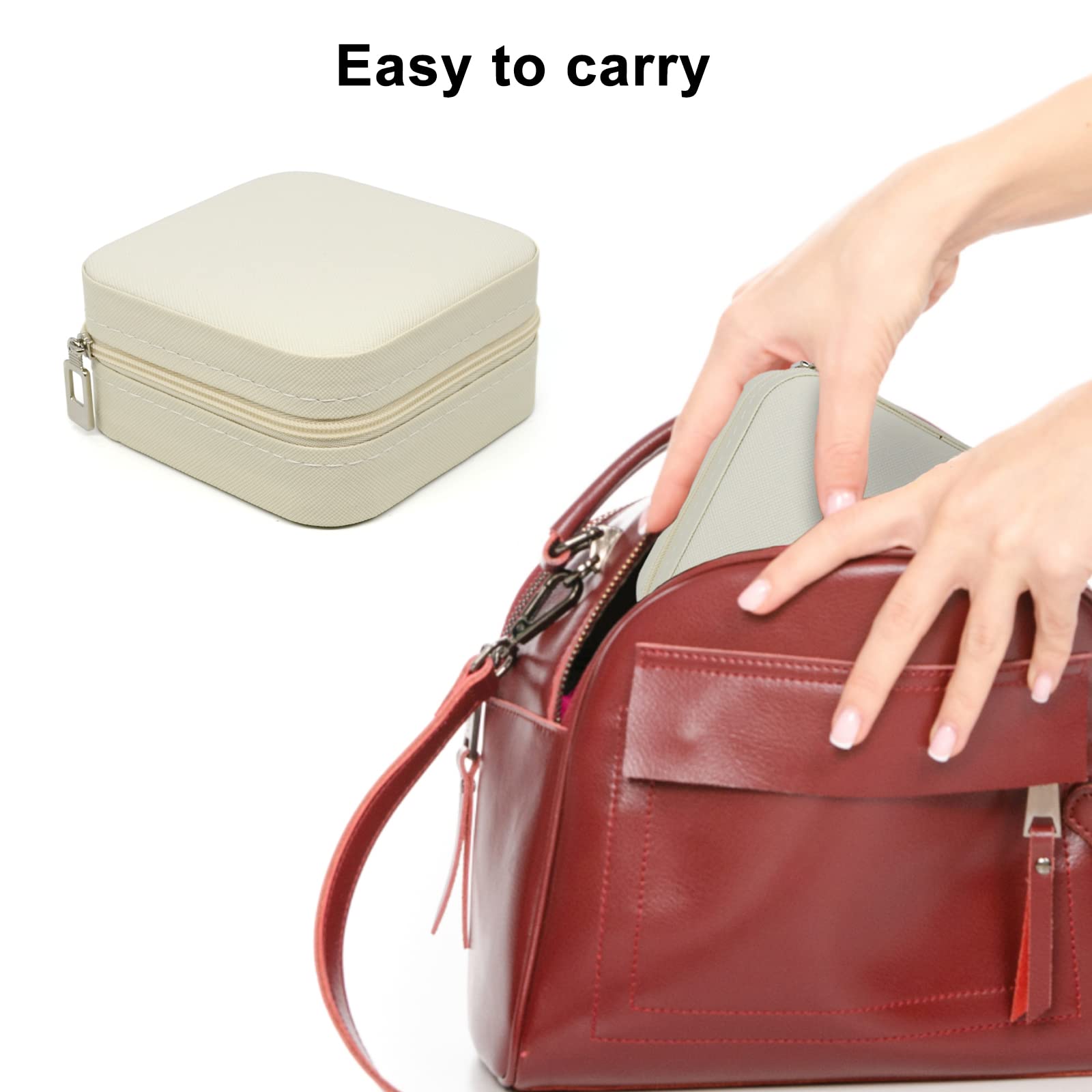 KEINE MARKE Small Jewelry Box, Travel Portable Jewelry Case for Ring, Pendant, Earring, Necklace, Bracelet Organizer Storage Holder Boxes, 1 pcs (white)