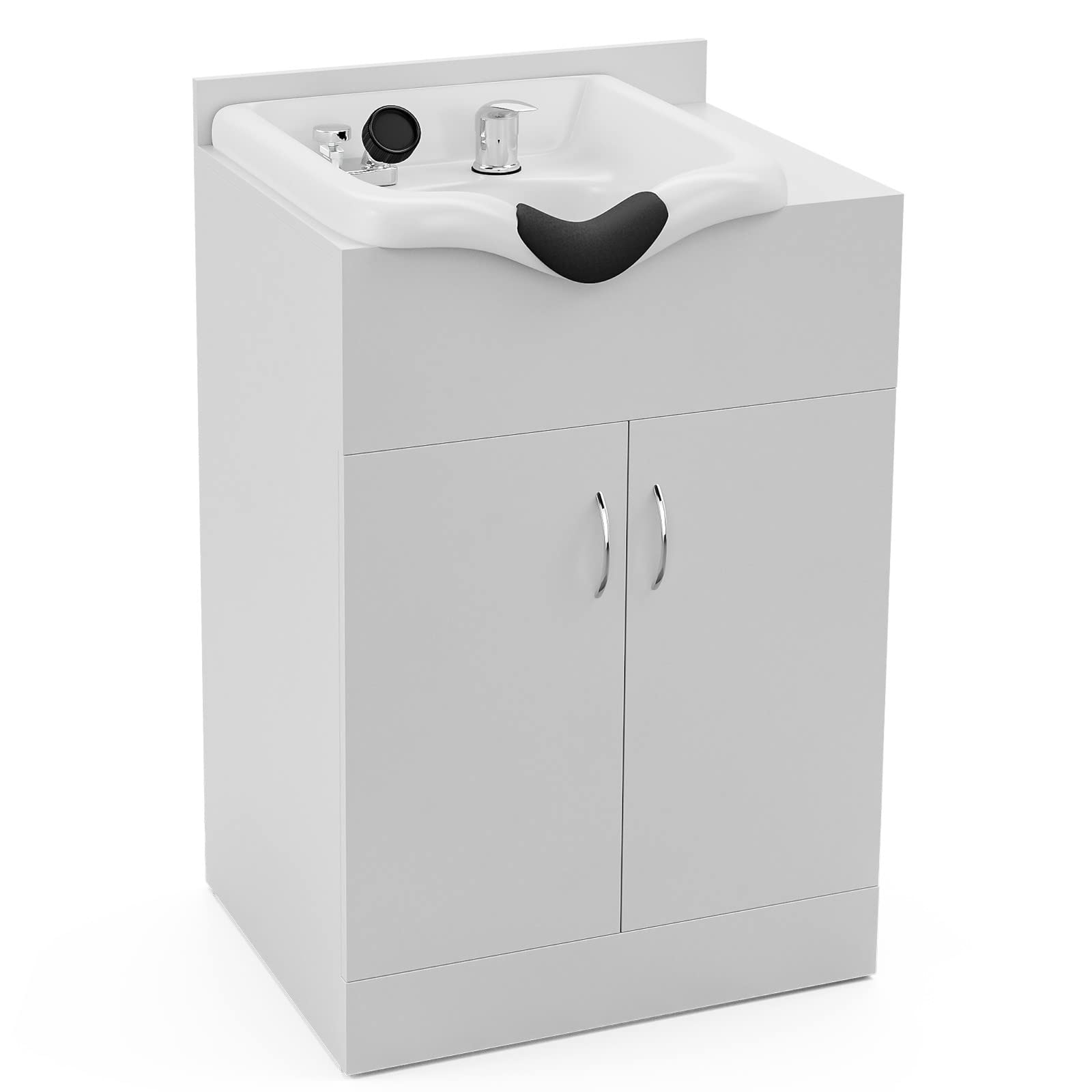 Paddie White Shampoo Backwash Station for Salons, Salon Station with Shampoo Bowl, Suitable Height match with Shampoo Chair