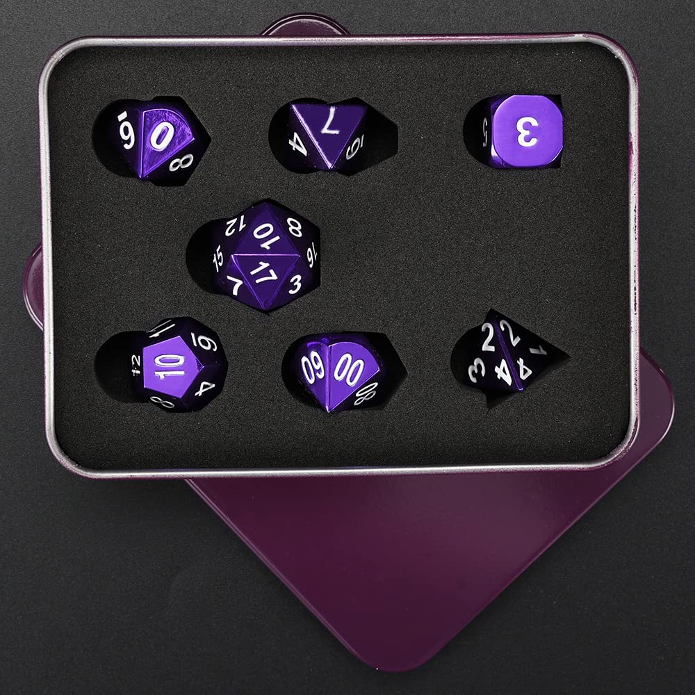Metal Dungeons and Dragons Dice Set, 7 PCS Metallic D&D Die for DND Game RPG Explorers Savage World and Table Games dice