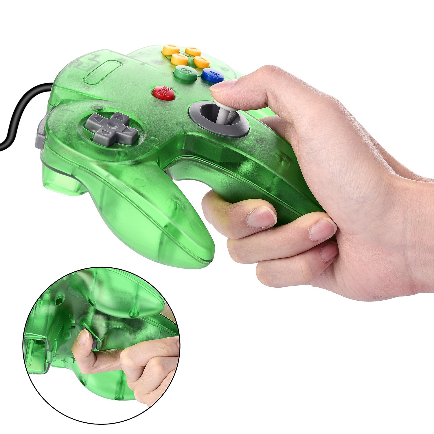 iNNEXT 2 Pack USB N64 Controller, N64 Wired PC Gamepad Joystick for Windows PC MAC Linux Raspberry Pi Genesis Higan Project 64 Retropie OpenEmu Emulator (Plug & Play) (Green+Orange)