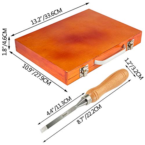 Mophorn Wood Chisel Sets 12pcs,Wood Carving Hand Chisel 3-3/4Inch Blade Length,Woodworking Chisels with Red Eucalyptus Handle,Wood Tool Box,for Wood Carving Root Carving Furniture Carving Lathes