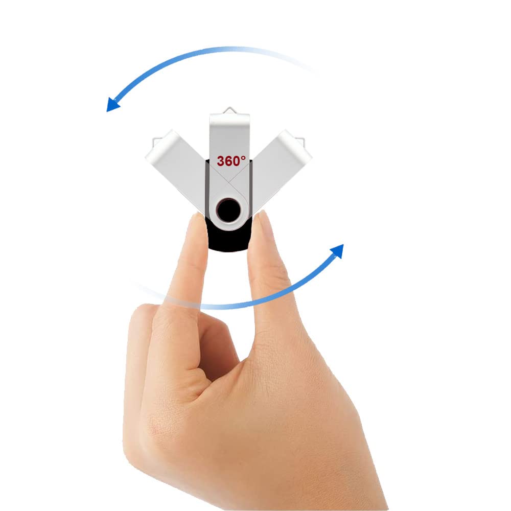 OLATEC 10 Pack Black USB 2.0 Flash Drives of 4GB 8GB 16GB Bulk Thumb Drives 360° Swivel Keychain Design Memory Sticks Pen Drive Data Storage USB Stick (4GB)