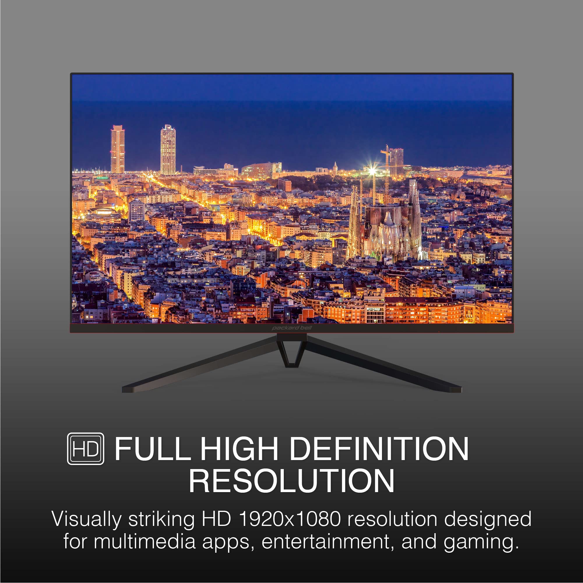 Packard Bell 32 Inch Full HD Monitor with Adjustable Stand, HDMI & VGA Ports, 75Hz Refresh Rate, 5ms Response Time & 178 Degree Viewing Angle for Students, Proffesionals & Gamers - 2 Pack