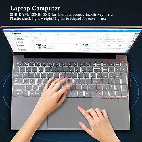 Pomya 15.6in Laptop, Laptop Computer, 8G RAM 128GB SSD Quad Core IPS HD Screen 1920x1080 WiFi Backlit Keyboard, Support BT Speaker Microphone(#1)