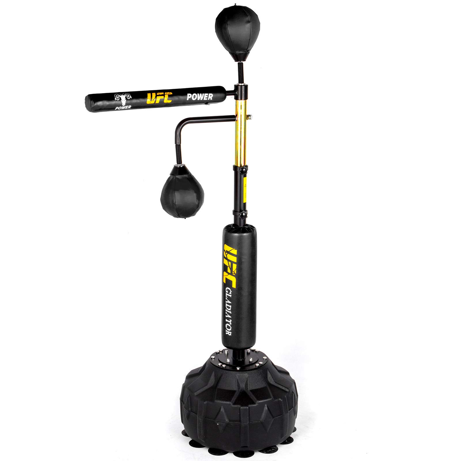 Happybuy Boxing Speed Trainer, Punching Bag Spinning Bar, Training Boxing Ball with Reflex Bar & Gloves, Solid Speed Punching Bag Free Standing, Adjustable Height, for Man, with Two Ball
