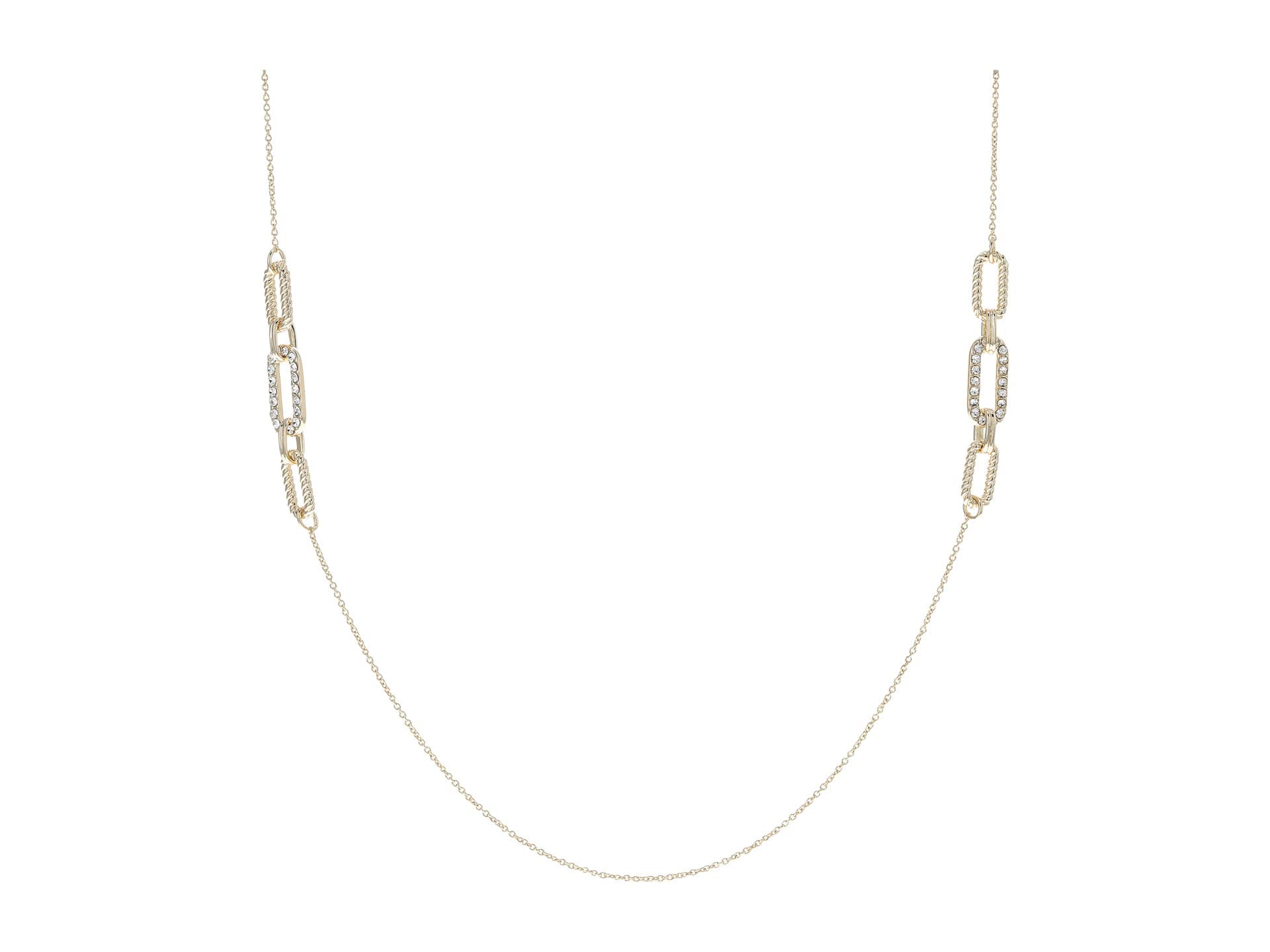 Lauren Ralph Lauren Twisted Rope Pave Link Strandage Necklace Gold/Crystal One Size