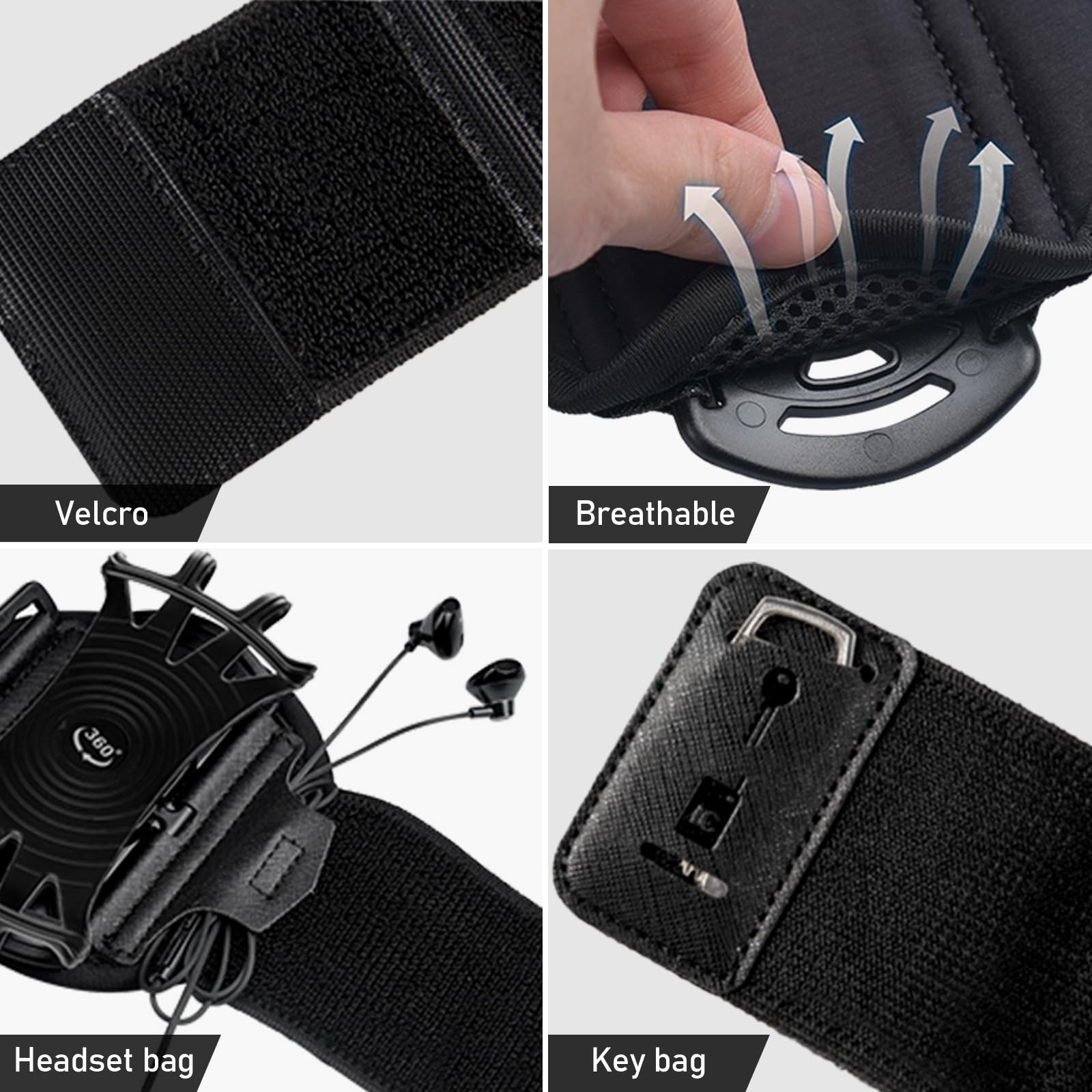 HLOMOM Running Phone Holder,Sports Phone Wristband 360° Rotation & Detachable (4.7-7.5in)