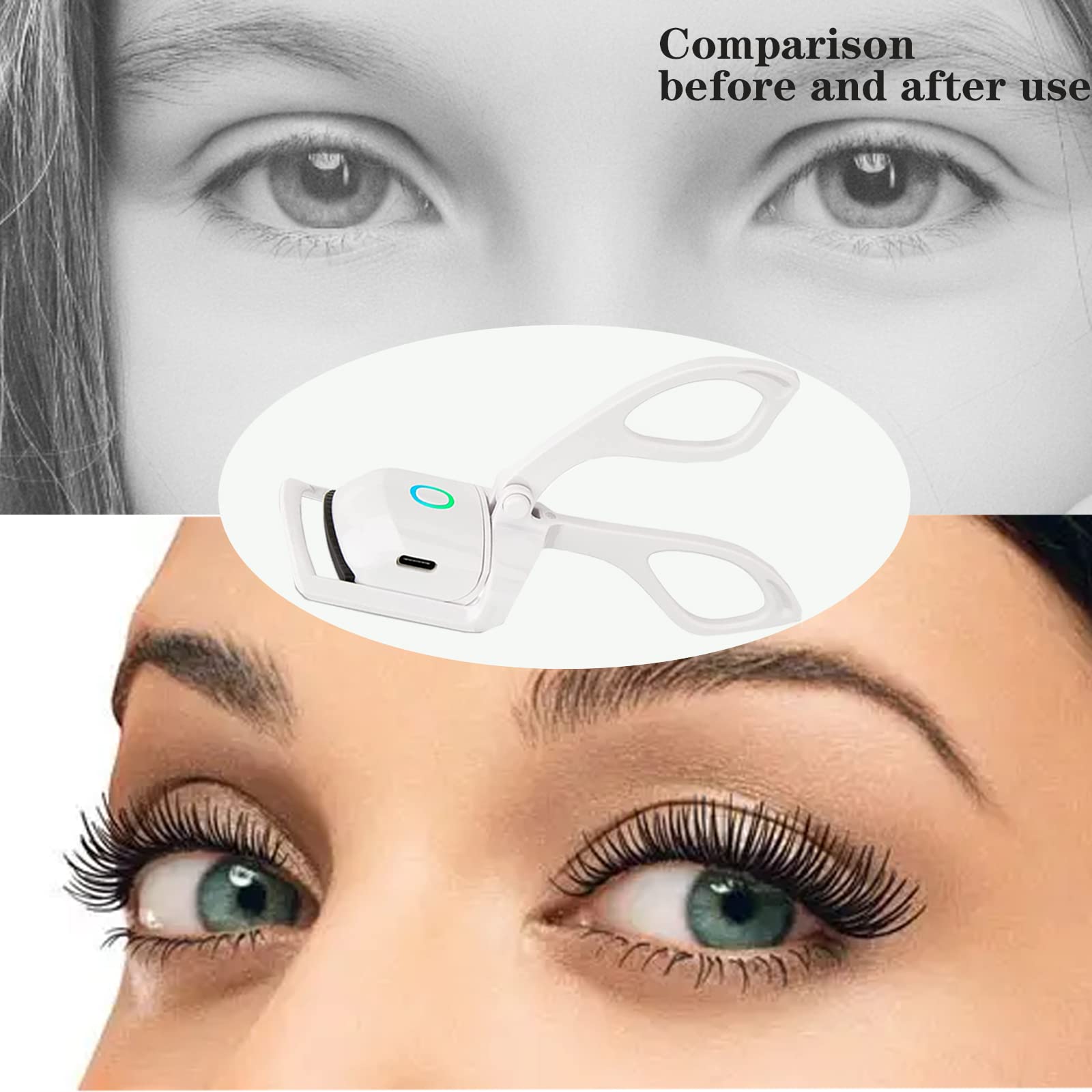 MMSBOG Heated Eyelash Curler, Electric Eyelash curlers 2 Heating Modes USB Rechargeable, Curling Eye Lashes Long Lasting,Ideal Gift for Women (White)