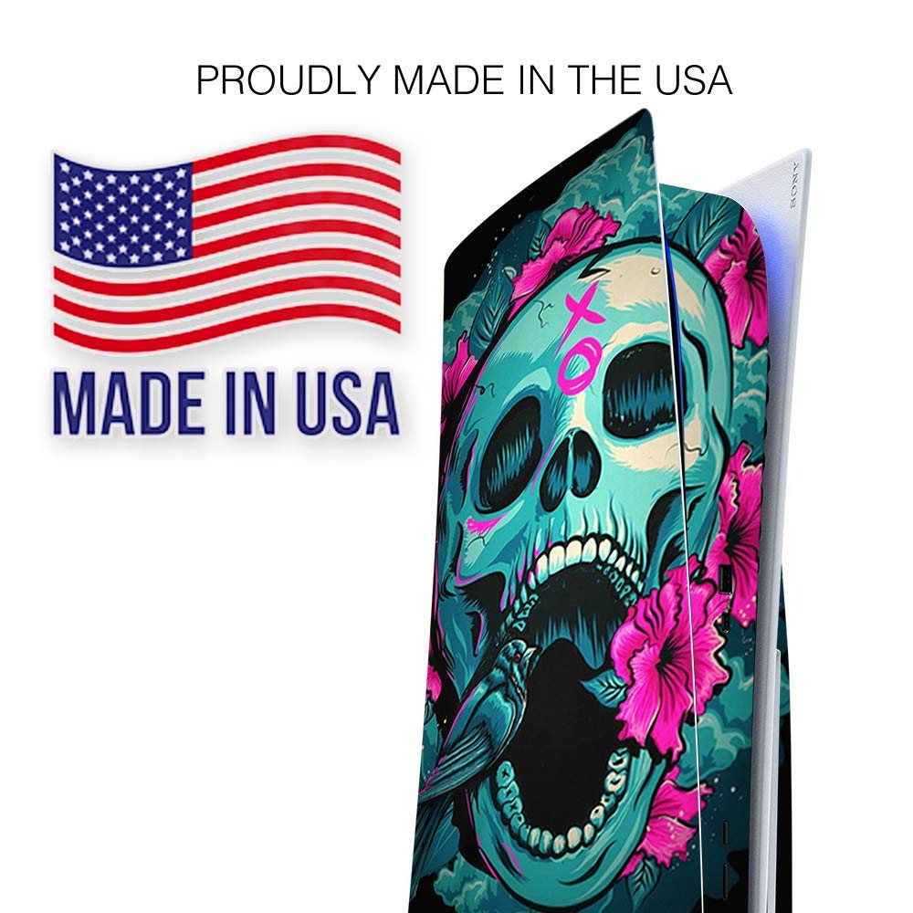 ITS A Skin Skins Compatible with Sony Playstation 5 Console Disc Edition - Protective Decal Overlay Stickers wrap Cover - Skull Dia De Los Muertos Design Bird