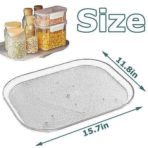 JforSJizT 2pcs Square Lazy Susan for Turntable Organizer for Refrigerator,Pantry Organizer,Kitchen Organizer,Fridge Organizer,Bathroom Tray,Makeup Vanity Countertop,Spice Rack(15.67 x11.73 x1.26)