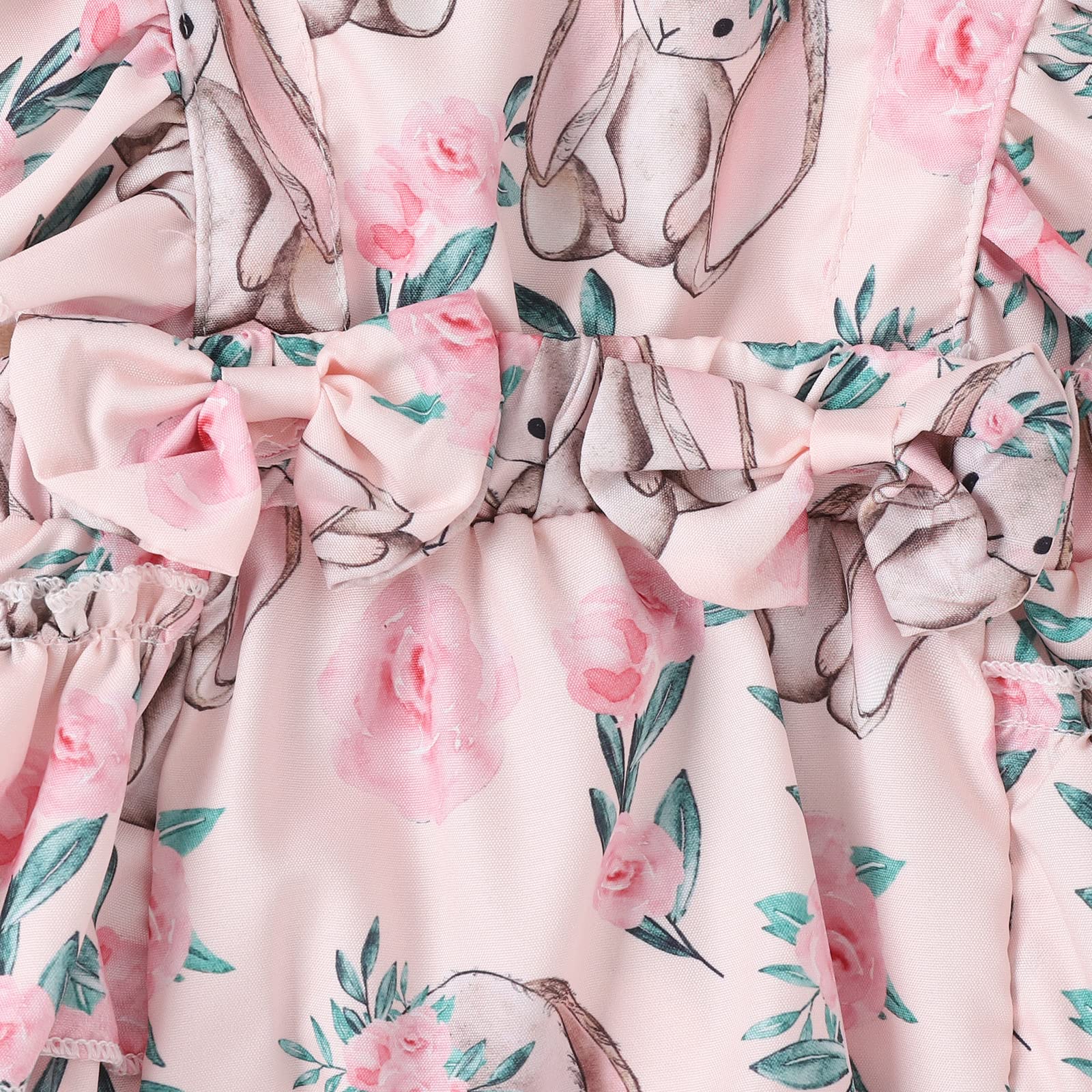 Newborn Baby Girls Easter Outfits Bunny Romper Ruffled Sleeve Bodysuit One-Piece Jumpsuit Shorts Summer Clothes (Pink, 0-3 Months)
